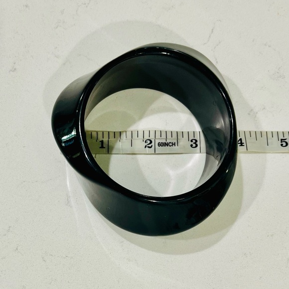 Estate | Jewelry | Vintage 2 Wide Freeform Asymmetrical Glossy Black ...